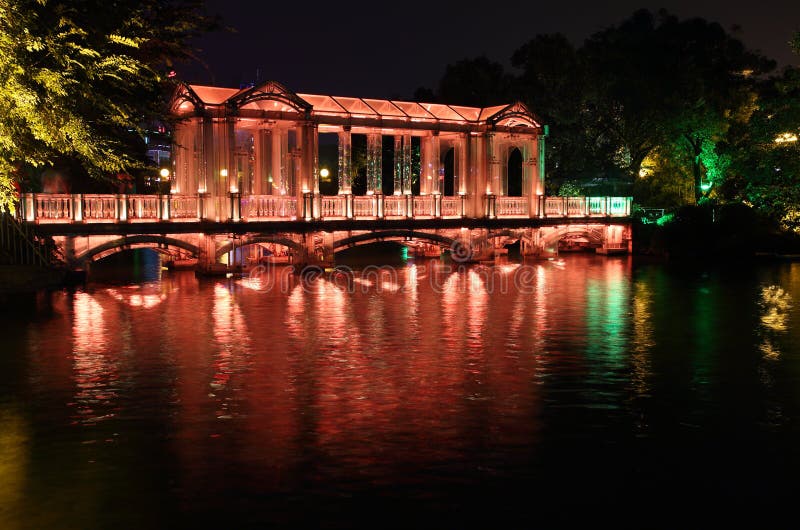 Glass Bridge in Guilin Nightscape Stock Photo - Image of china, lake ...
