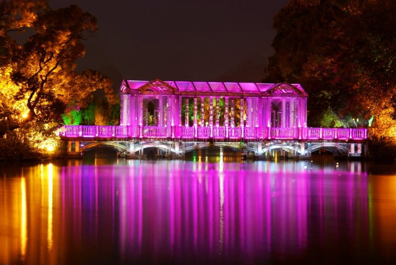 Glass Bridge in Guilin Nightscape Stock Photo - Image of china, lake ...