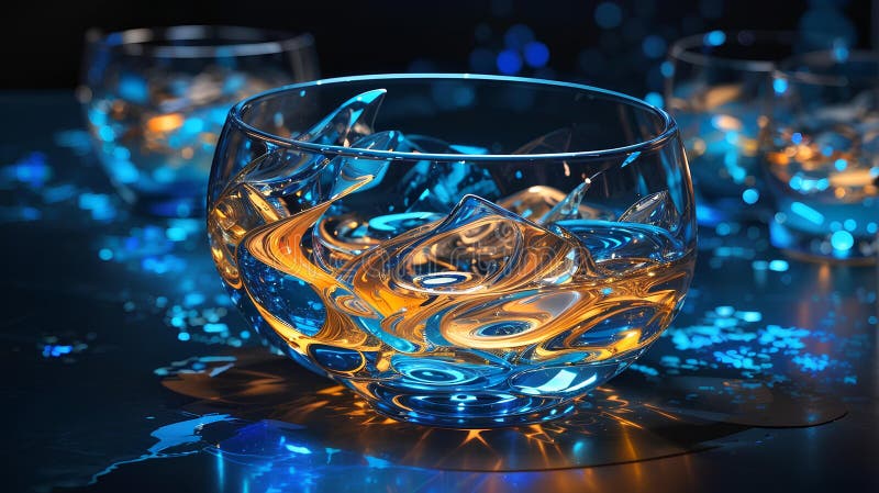 Glass with Bright Blue Liquid in Motion Stock Illustration ...
