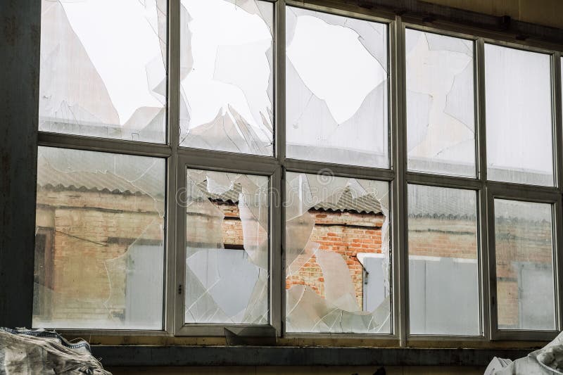 Glass Broken by a Blast Wave in a Window of an Industrial Building ...