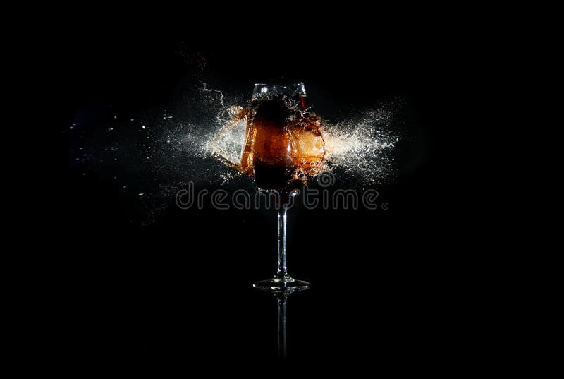 Glass with Brown Liquid Exploded Stock Image - Image of brown, juice ...