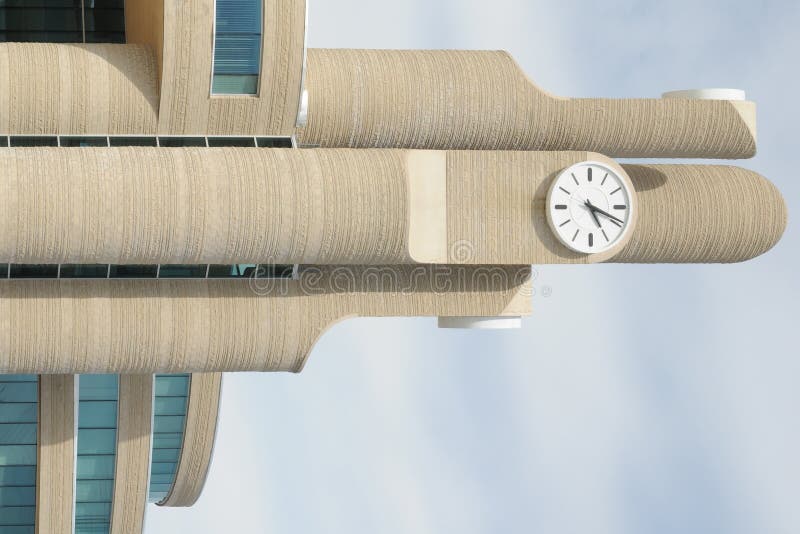 Glass Building with 3 Towers Stock Image - Image of clock, building ...
