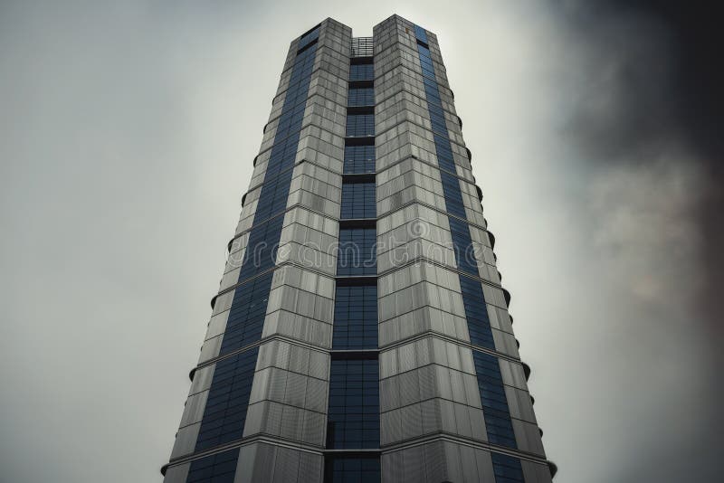 Glass Building with Cloudy Sky Angle Shot Stock Photo - Image of ...