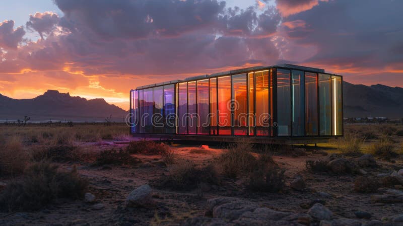 Glass Building in the Desert Stock Image - Image of environment, barren ...