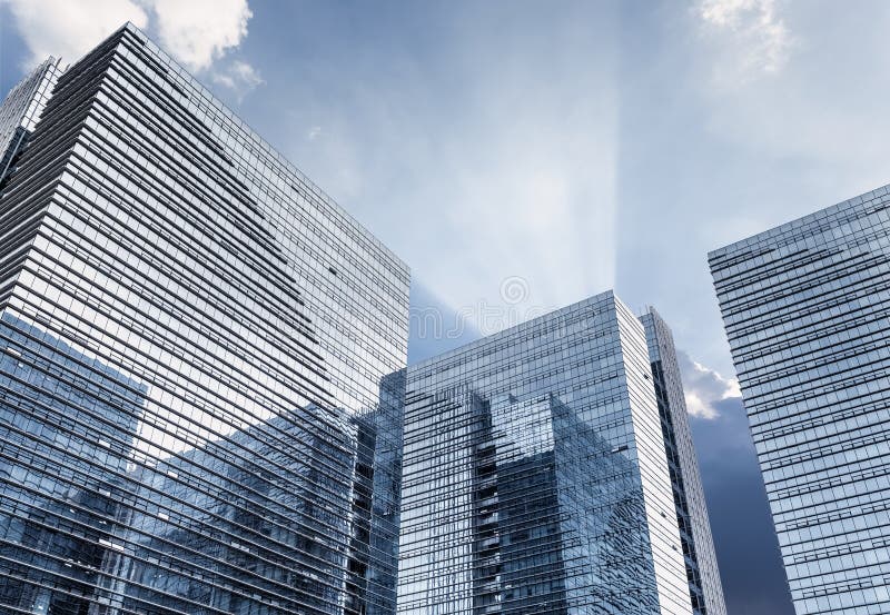Glass Building with Dramatic Sky Stock Image - Image of office ...