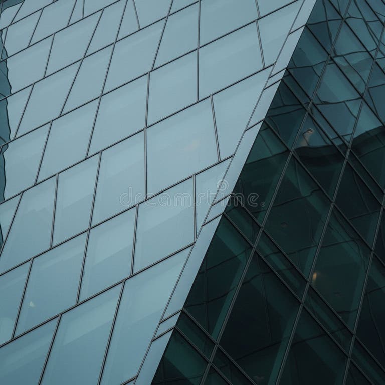 Glass Building Façade with Intersecting Diagonal Grid Patterns ...