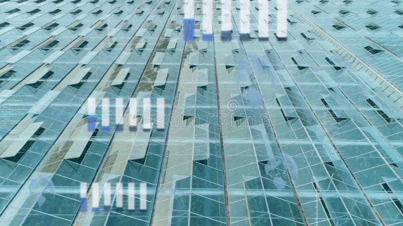 Glass Building Facade Featuring Angled Windows, Showing Digital Bar ...