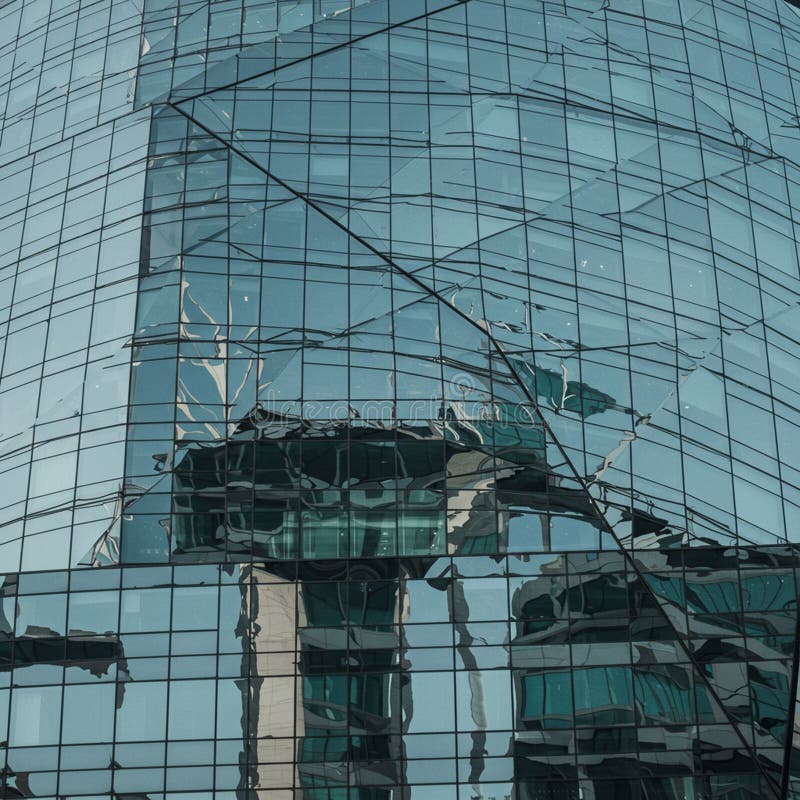 A Glass Building Facade with a Geometric Grid Reflecting Another ...