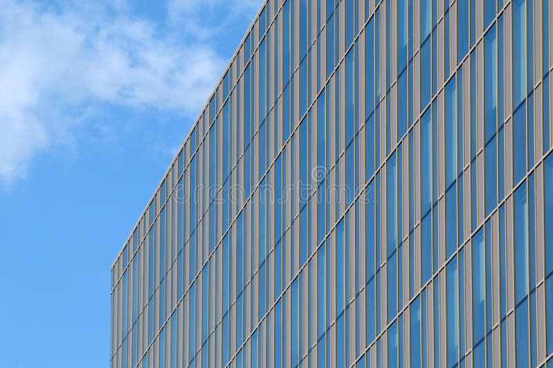Glass Building with Golden Stripes Stock Image - Image of pattern ...