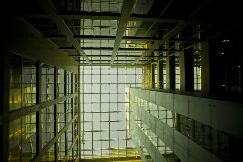 Glass Building Interior in Dubai, UAE Stock Image - Image of steel ...