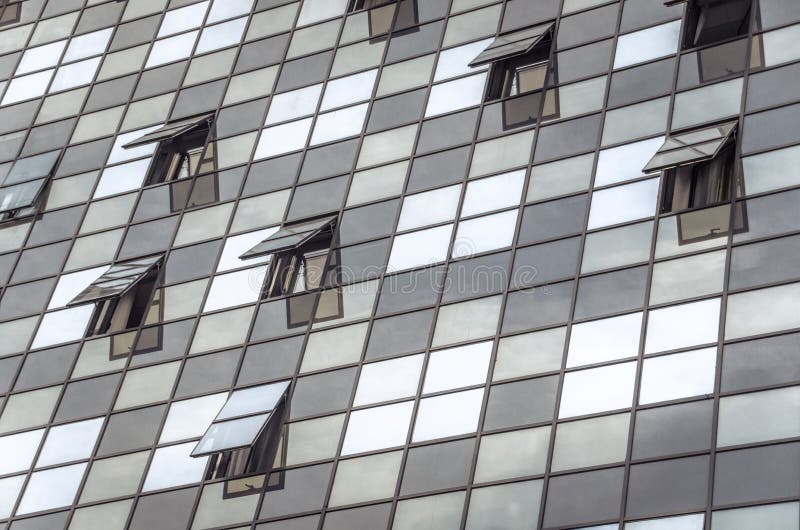Glass Building with Open Windows Stock Photo - Image of modern, wealth ...