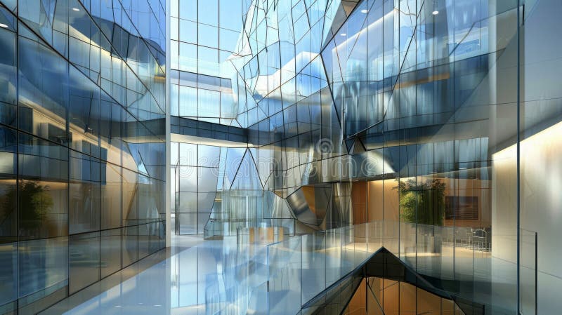 Reflective Glass Building with Sky Stock Image - Image of corporate ...
