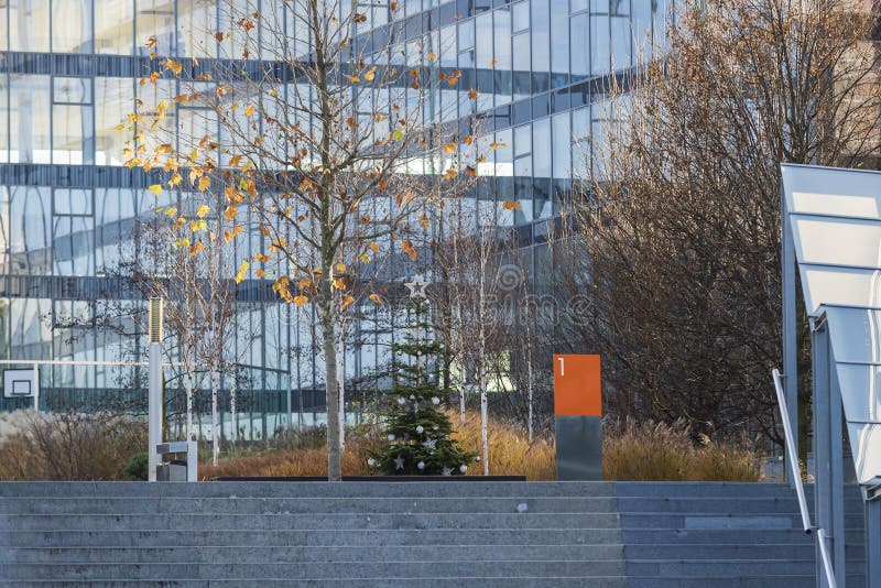 Glass Building with Reflection in the Setting Sun Campus Brno in Czech ...