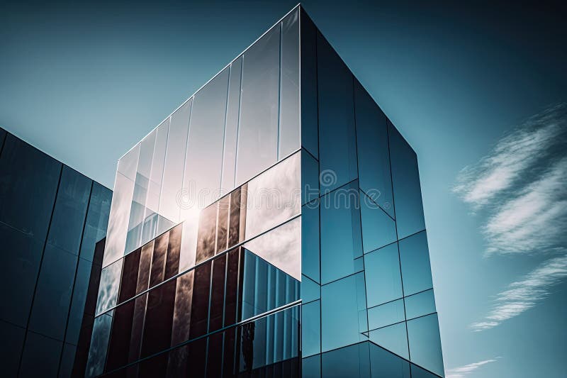 Glass Building with Transparent Facade of the Building. Illustration AI ...