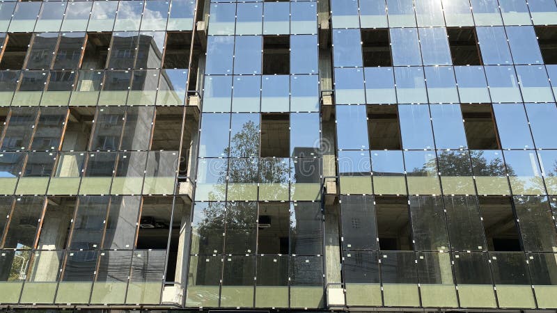 Glass Building Under Construction Stock Photo - Image of landmark ...