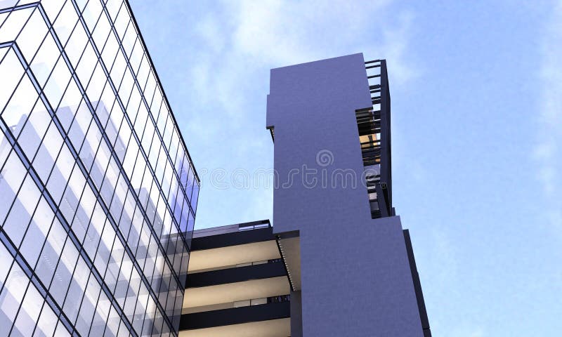 Glass Building View from Below with Background Stock Illustration ...