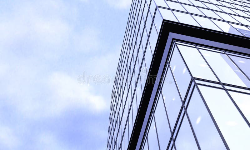 Glass Building View from Below with Sky Stock Illustration ...