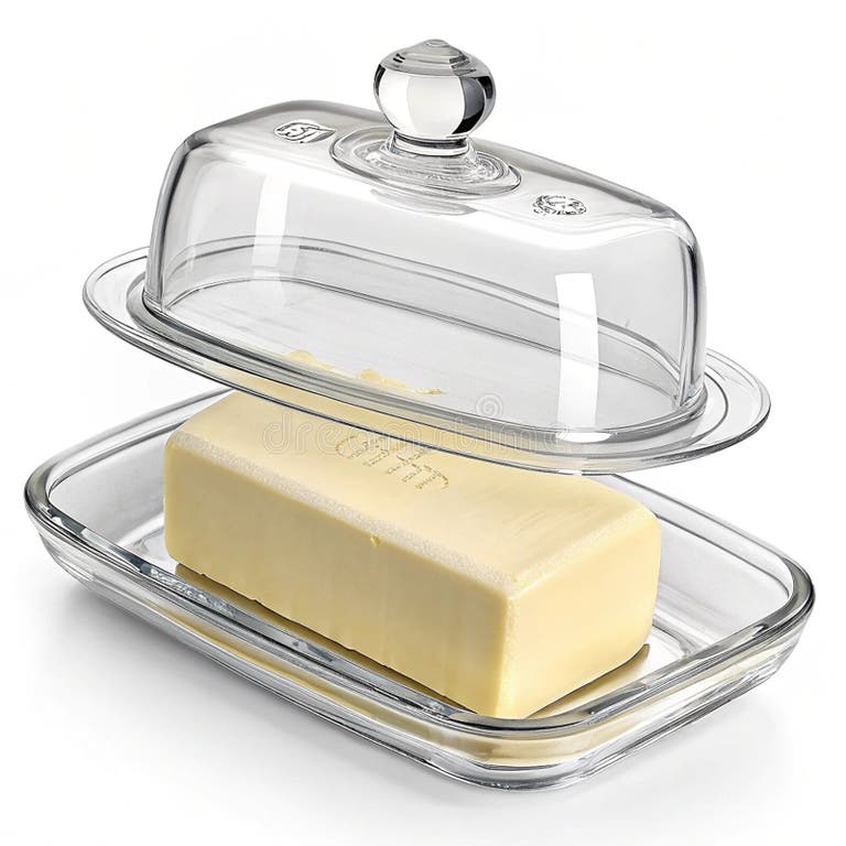 Glass Butter Dish with Lid Both with Rounded Edges for an Elegant Look ...