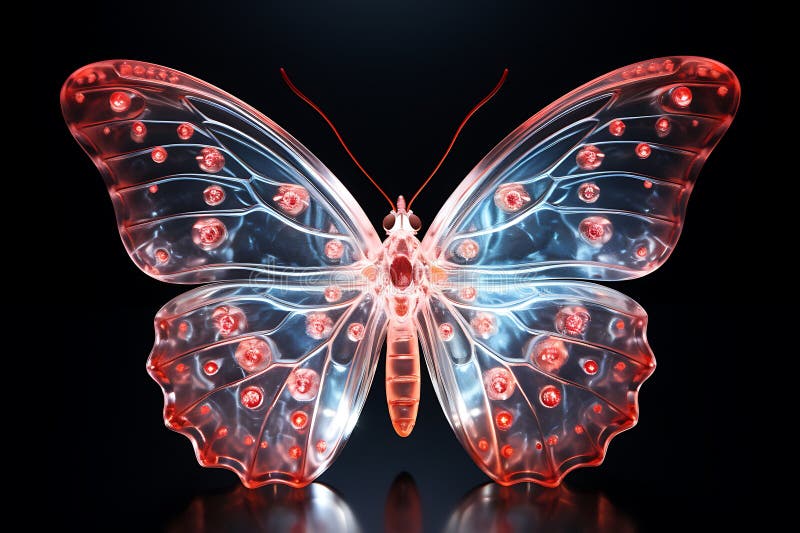 Glass Butterfly Wings Red Dots Dark Background Stock Illustration ...