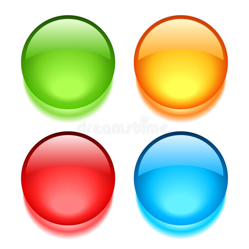 Green Round Buttons with Chrome Borders. Stock Vector - Illustration of ...