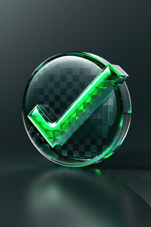 A Glass Button with a Green Check Mark. Suitable for Use in Business ...