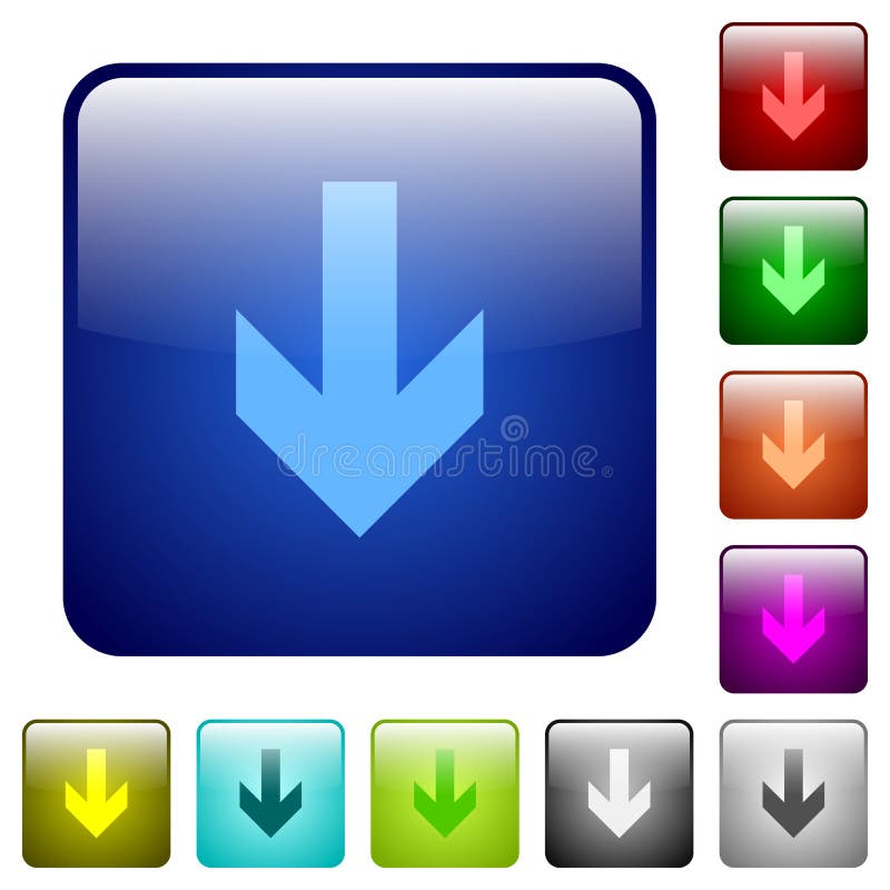 Set of Down Arrow Glass Rounded Square Buttons Stock Vector ...