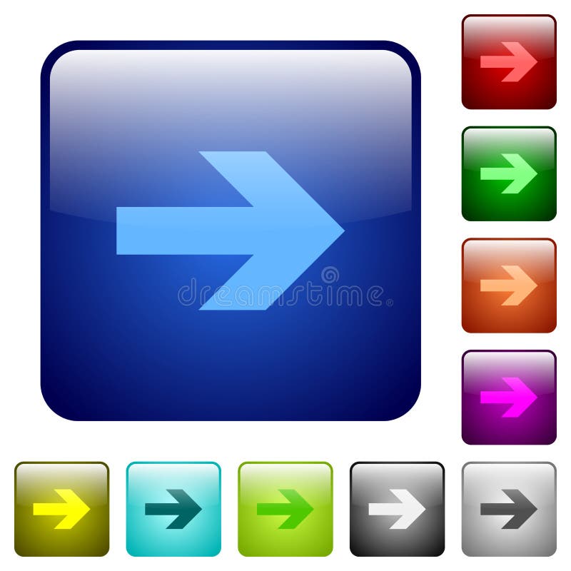 Set of Right Arrow Glass Rounded Square Buttons Stock Vector ...