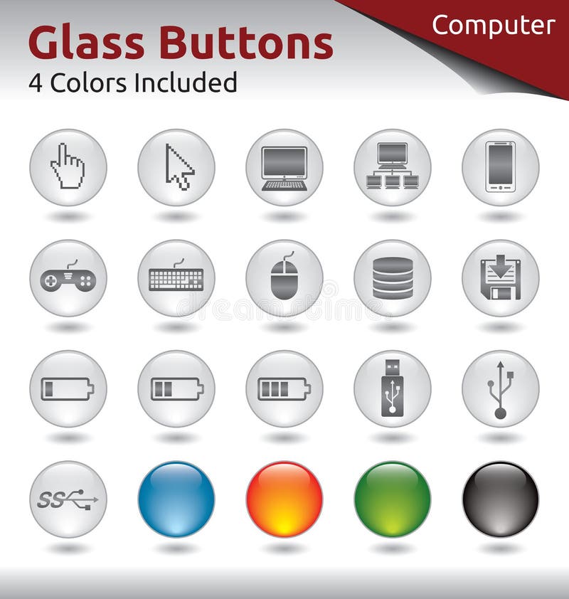 Glass Buttons - Computer stock vector. Illustration of collection ...