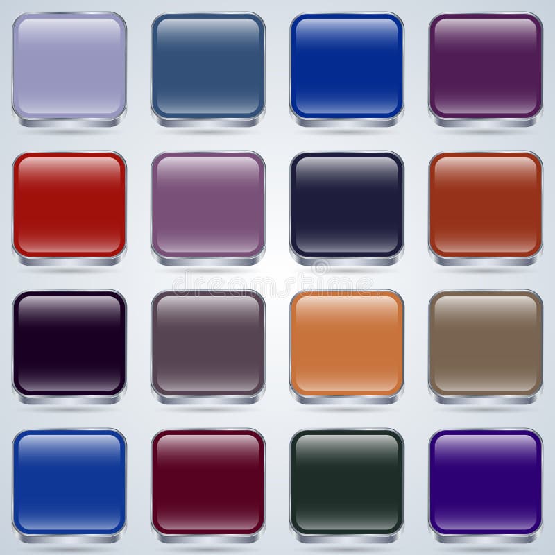Rounded Edge Square Buttons Stock Vector - Illustration of glass ...