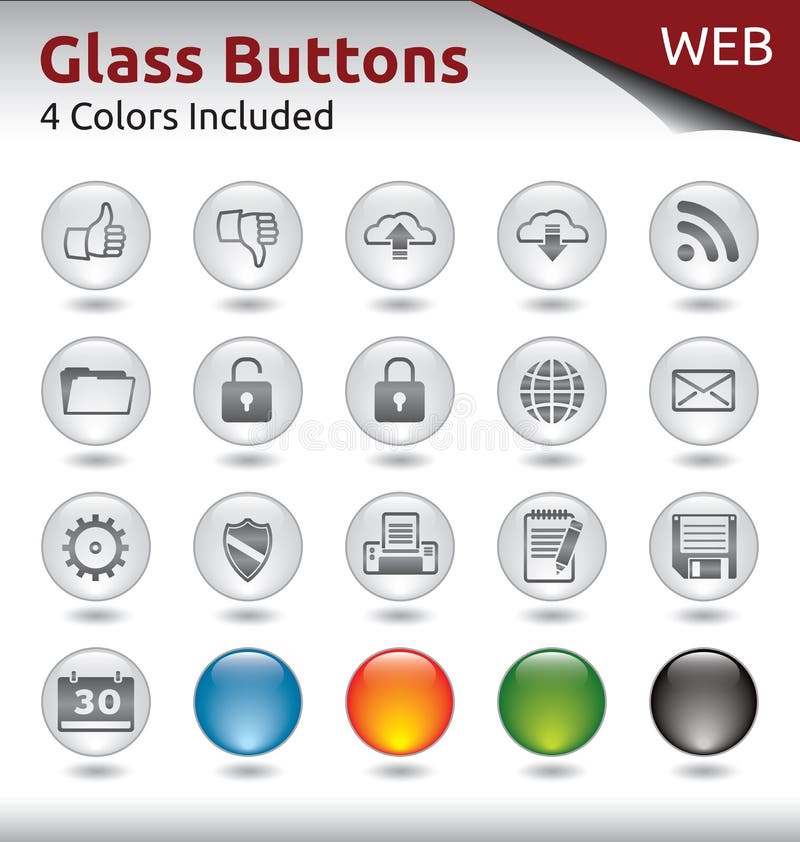 Glass Buttons WEB stock vector. Illustration of print - 32455300