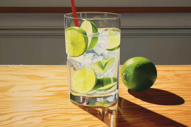 Glass of Caipirinha Cocktail on Table Stock Illustration - Illustration ...