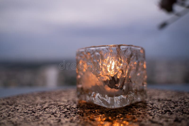 Glass with Candlelight Romance for a Very Special Night Stock Photo ...
