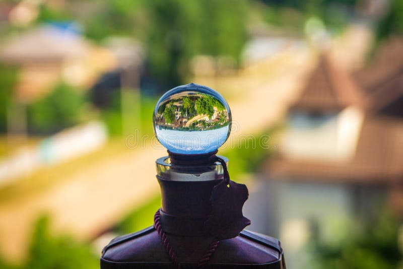 Glass Cap on the Bottle Refraction Stock Image - Image of outdoors ...