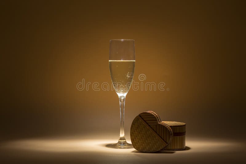 Glass of Cava and Heart-shaped Boxes in an Intimate Setting Stock Photo ...
