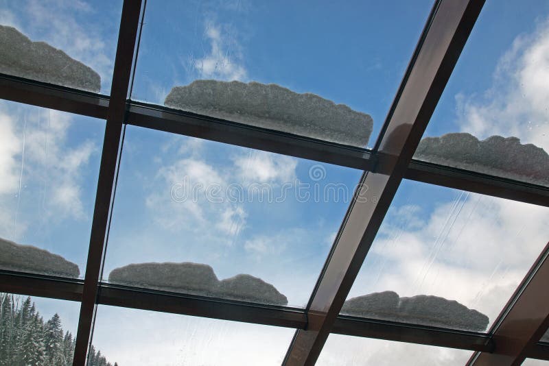 Glass ceiling in a cafe stock photo. Image of snow, technology - 92549640