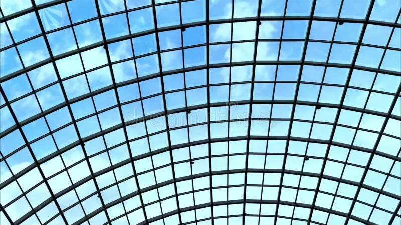 Glass Ceiling of a Modern Building. Glass Dome from Inside at ...