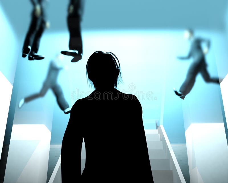 Breaking Through Glass Ceiling Stock Illustration Illustration Of Stairs Woman 39104282
