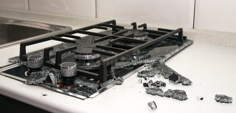 The Glass-ceramic Hob from the Stove in the Kitchen Cracked from the ...