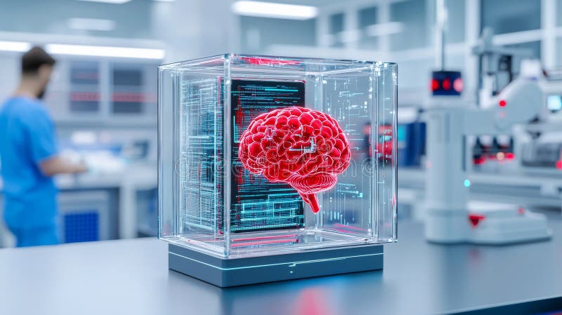In a Glass Chamber, a Futuristic Quantum Computing Core Stock Photo ...