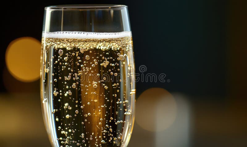 A Glass of Champagne with Bubbles in it Stock Photo - Image of happy ...