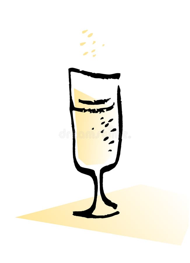 A Glass of Champagne. Simple Stylized Drawing Stock Vector ...