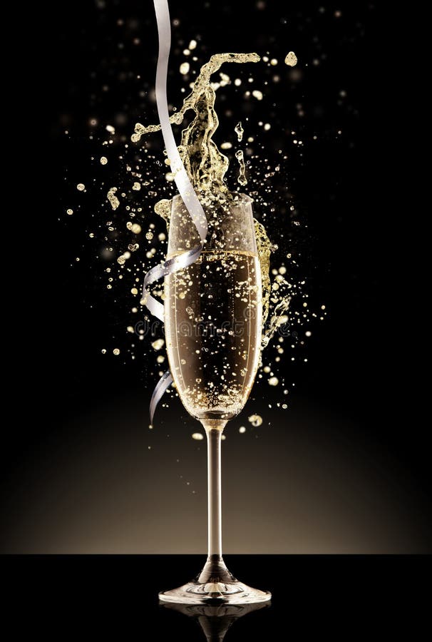 Champagne Glass With Splash Stock Photo - Image of food, glass: 46010980