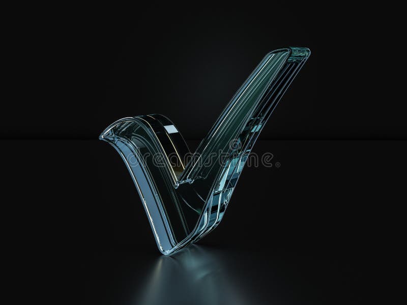 Glass Check Symbol 3D Illustration Stock Illustration - Illustration of ...