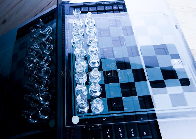 Glass chess & Laptop stock photo. Image of king, intelectual - 3236604