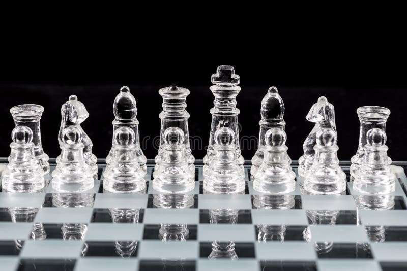 Glass Chess Pieces on a Glass Chessboard Stock Image - Image of piece ...