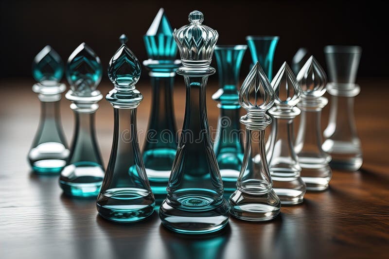Glass Chess Pieces on a Dark Background, the Concept of Business ...