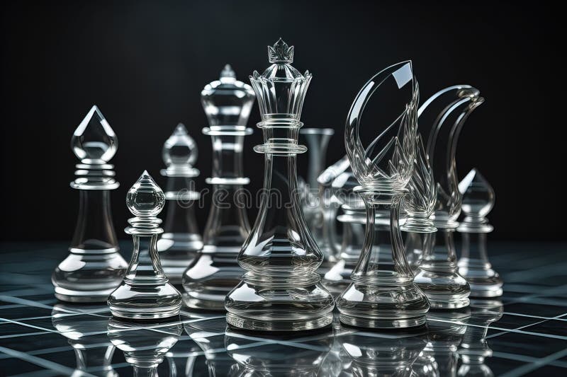 Glass Chess Pieces on a Dark Background, the Concept of Business ...