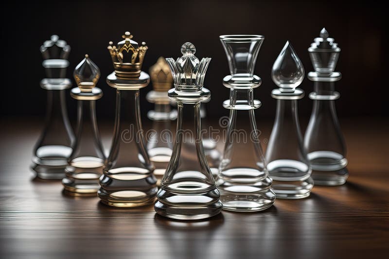 Glass Chess Pieces on a Dark Background, the Concept of Business ...