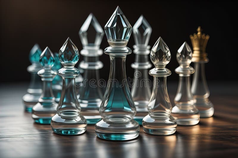 Glass Chess Pieces on a Dark Background, the Concept of Business ...