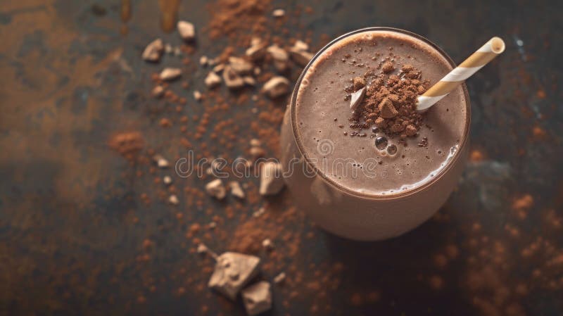 Glass of Chocolate Milk with a Straw in it Stock Image - Image of ...